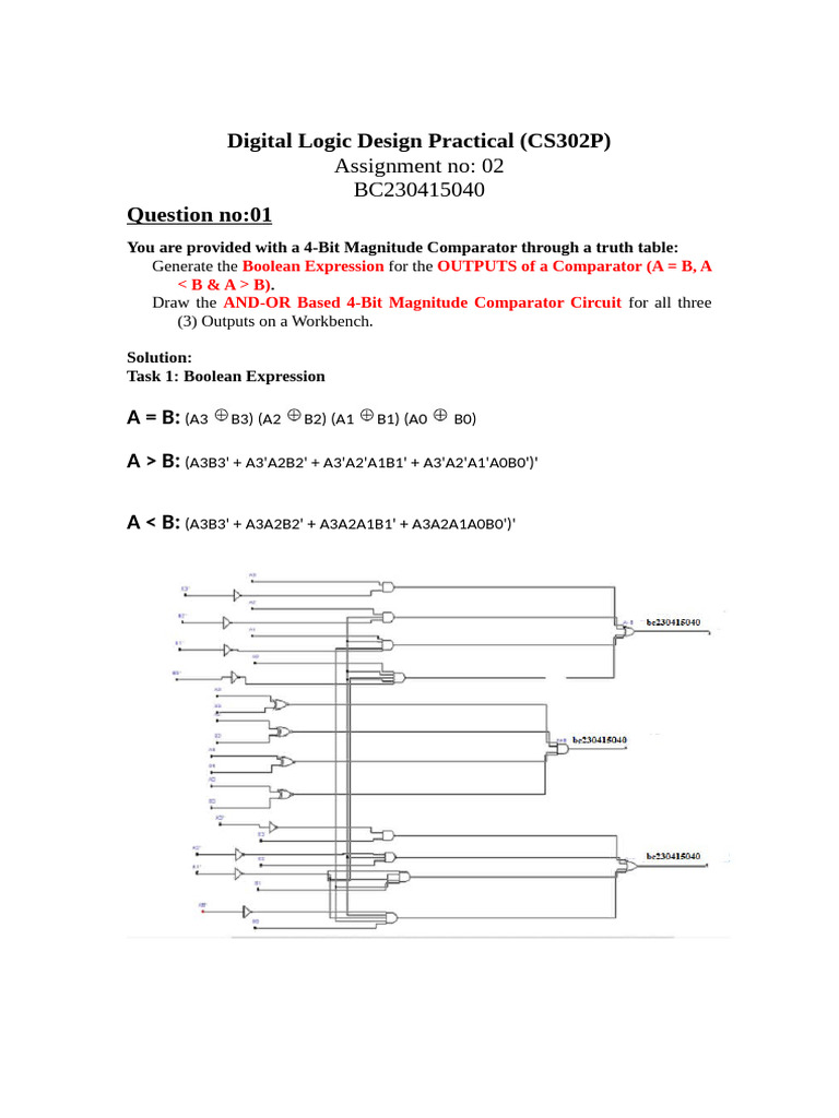 Digital Logic Design Practical | PDF