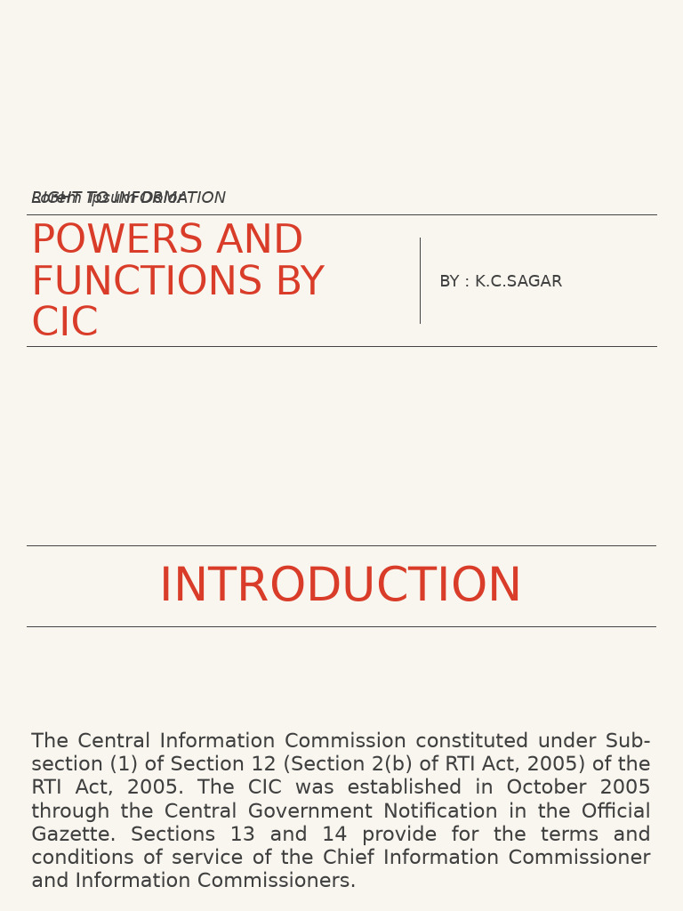 Powers and Functions by CIC: Lorem Ipsum Dolor Right To Information | PDF