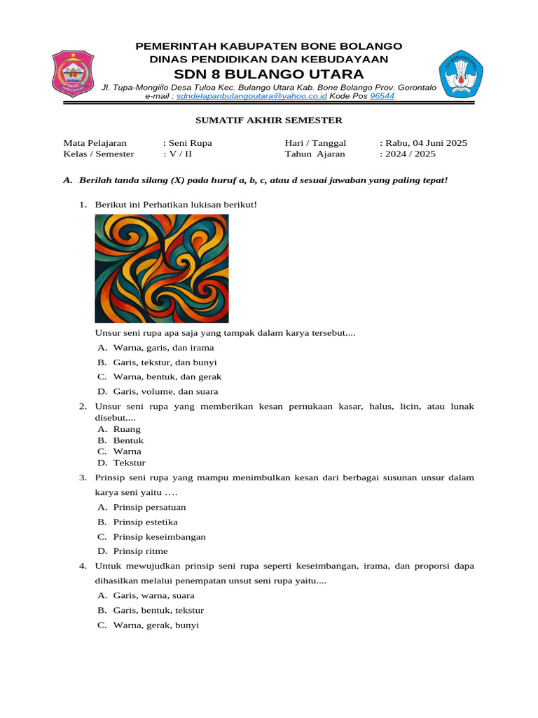 Soal Sas Seni Rupa Fix | PDF