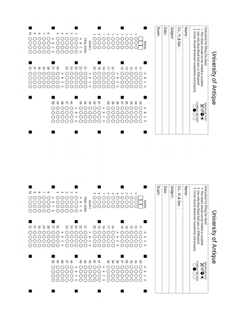 SEAM 2 Final Exam Ans Sheet | PDF