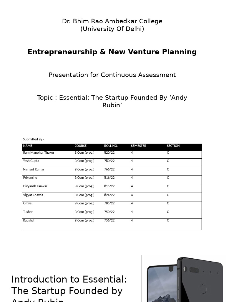 Enterpreneurship and New Venture Planning Final | PDF | Smartphone ...