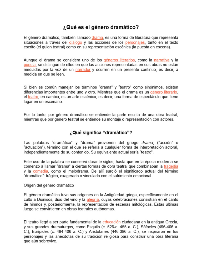 Género Dramático | PDF | Teatro | Tragedia