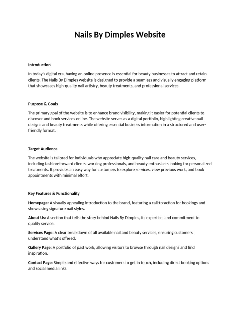 Nails by Dimples Website | PDF