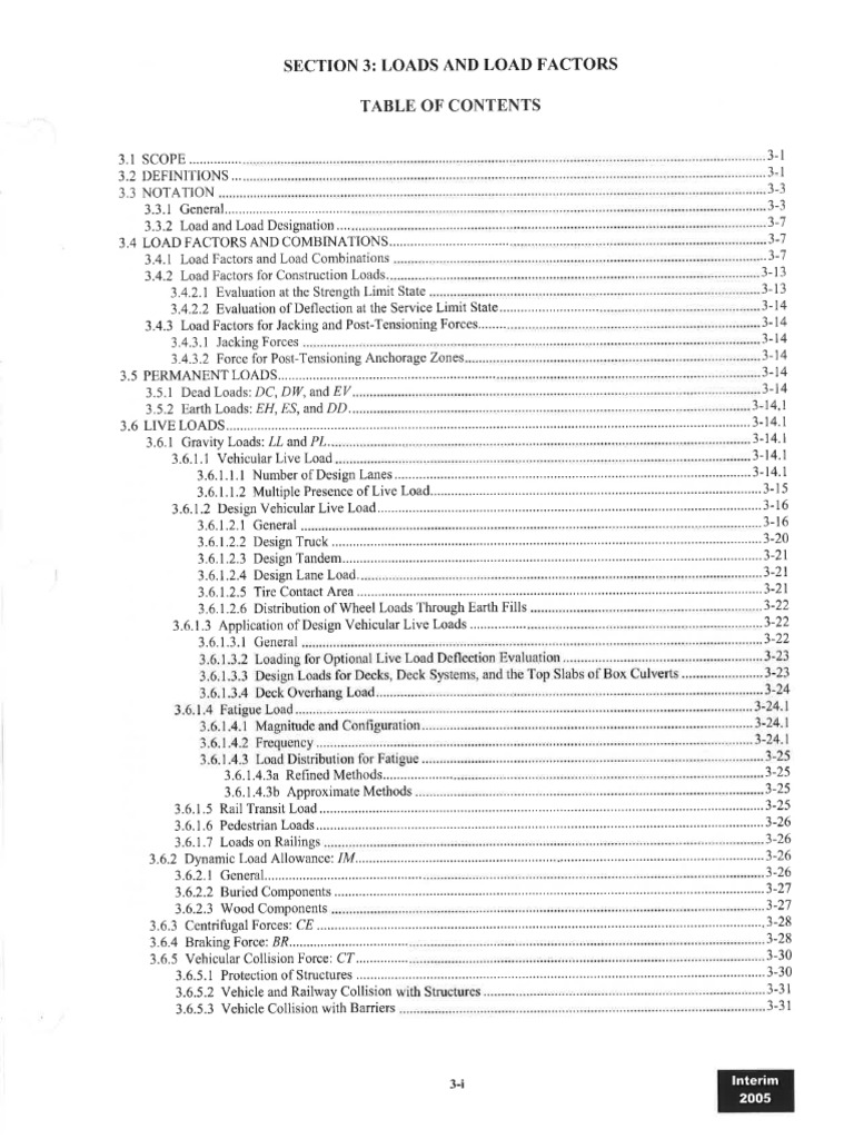 AASHTO 2006 3ed Sect 3 - Loads and Load Factors | PDF