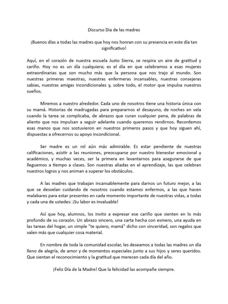 Discurso Dia de Las Madres | PDF