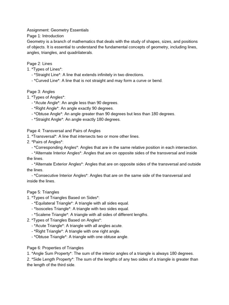 Assignment- Geometry Essentials | PDF | Triangle | Rectangle