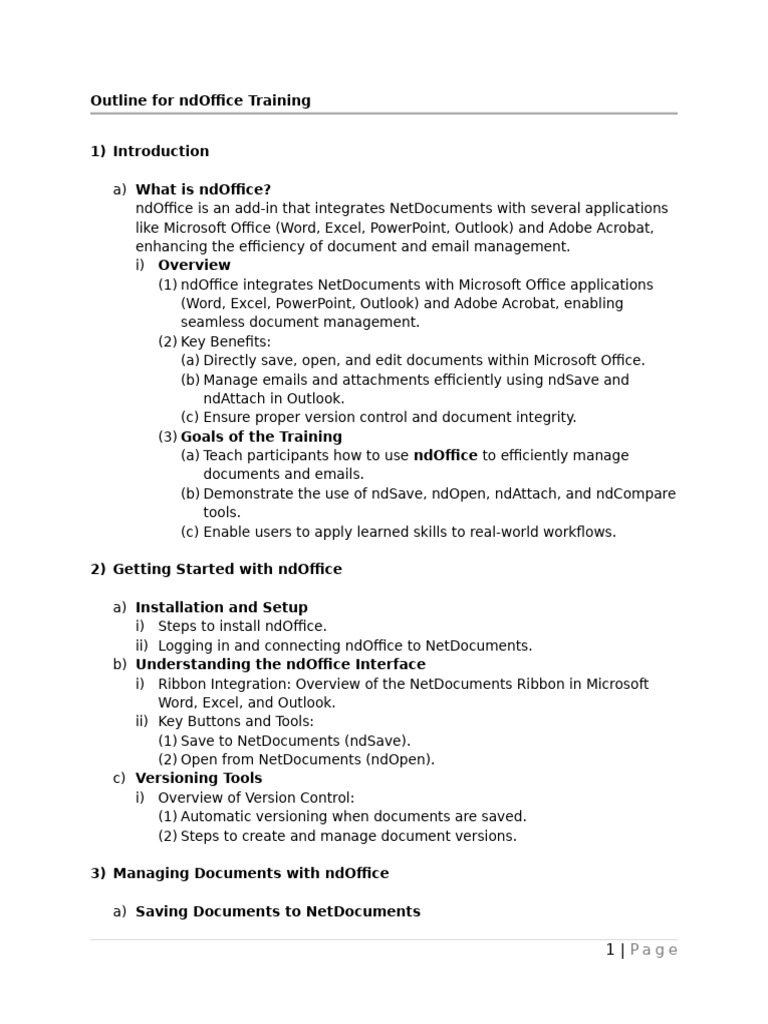 Outline - Ndoffice Training | PDF | Microsoft Outlook | Microsoft Office
