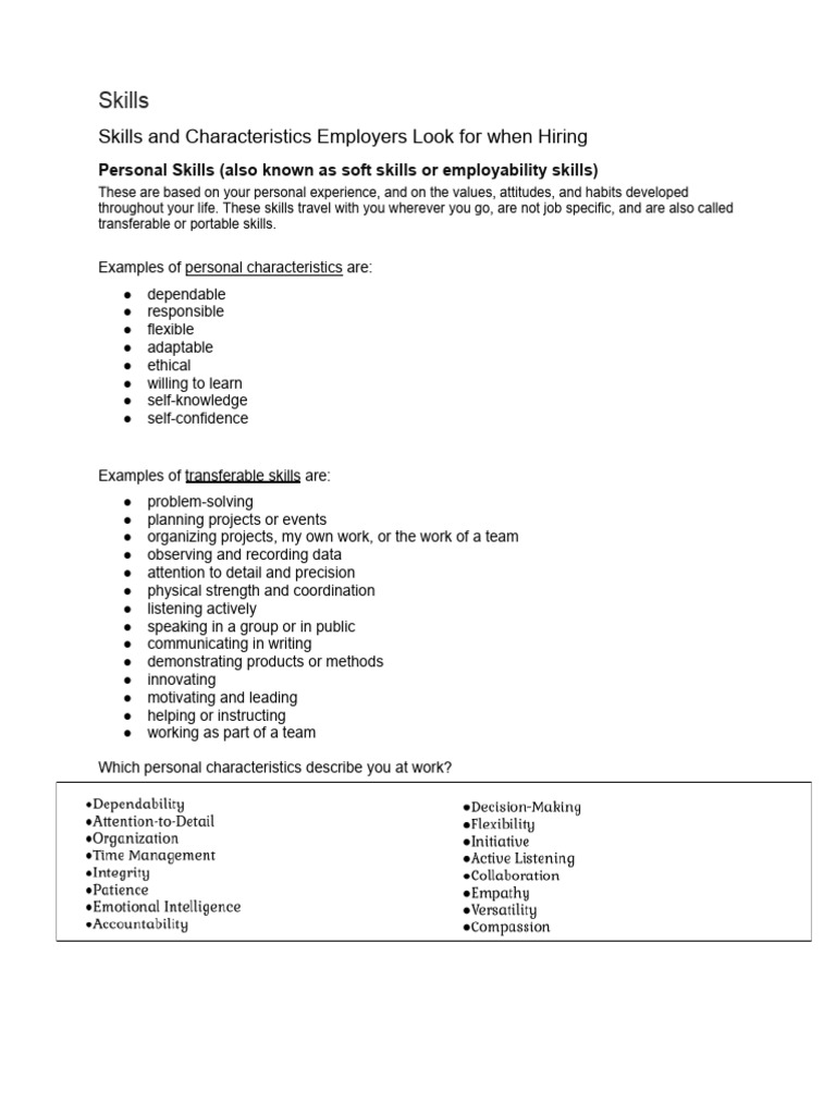 Transferable Skills Assessment Guide | PDF | Leadership | Skill