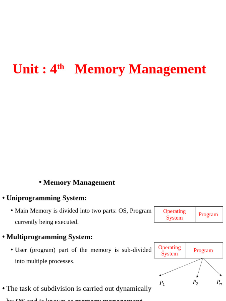 Unit 4 Memory Management | PDF | Software | Computer Hardware