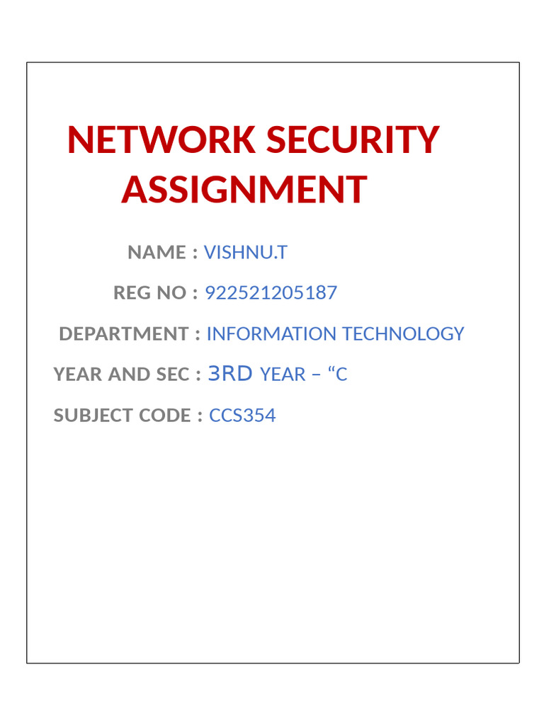 Network Security Assignment | PDF | Computer Security | Security