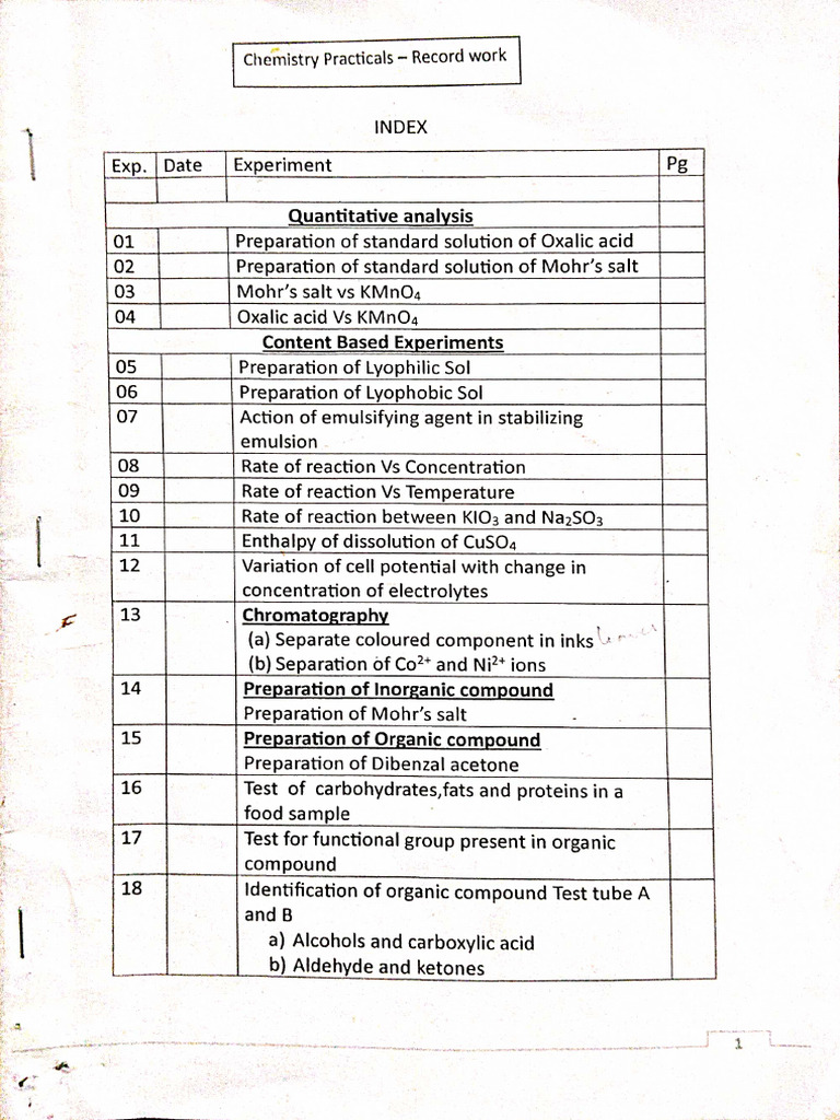 Chemistry Practicals PDF-1 | PDF