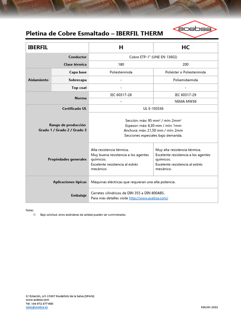 Ficha Técnica Pletina - IBERFIL - Therm | PDF | Materiales | Ingeniería de Edificación