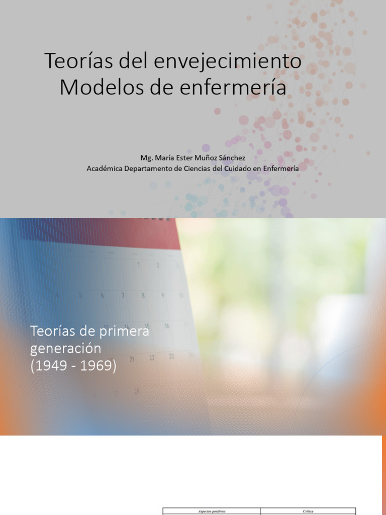 Teorias Envejecimiento CLASE | PDF | Enfermería | Vejez