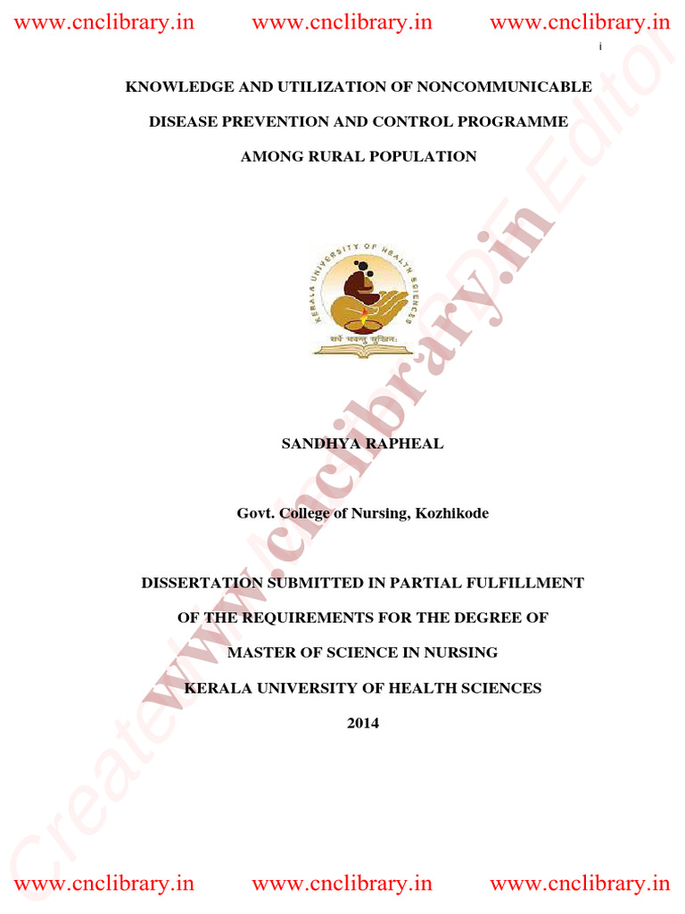 Sandhya Nursing Thesis For Research Related | PDF | Non Communicable ...