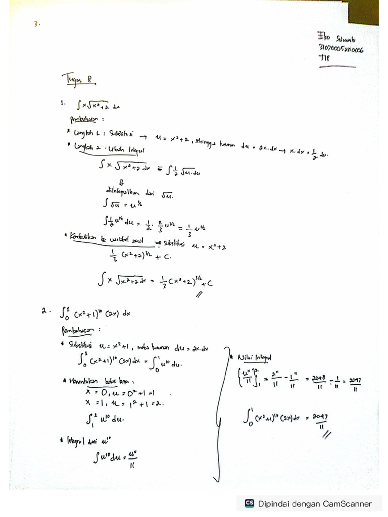 Eko Siswanto TIP 310700052310006 - Tugas Pertemuan 8 UTS Integral Calculus | PDF