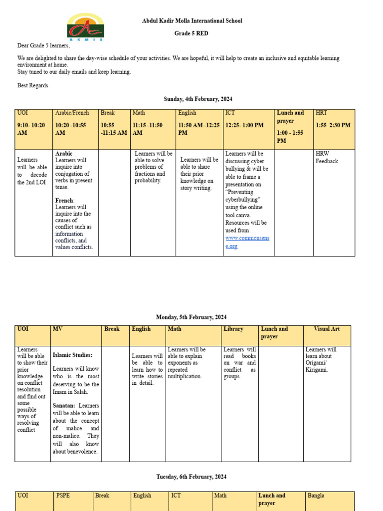 Week 5 G 5 Red (STP) Unit 4 2023-24 | PDF