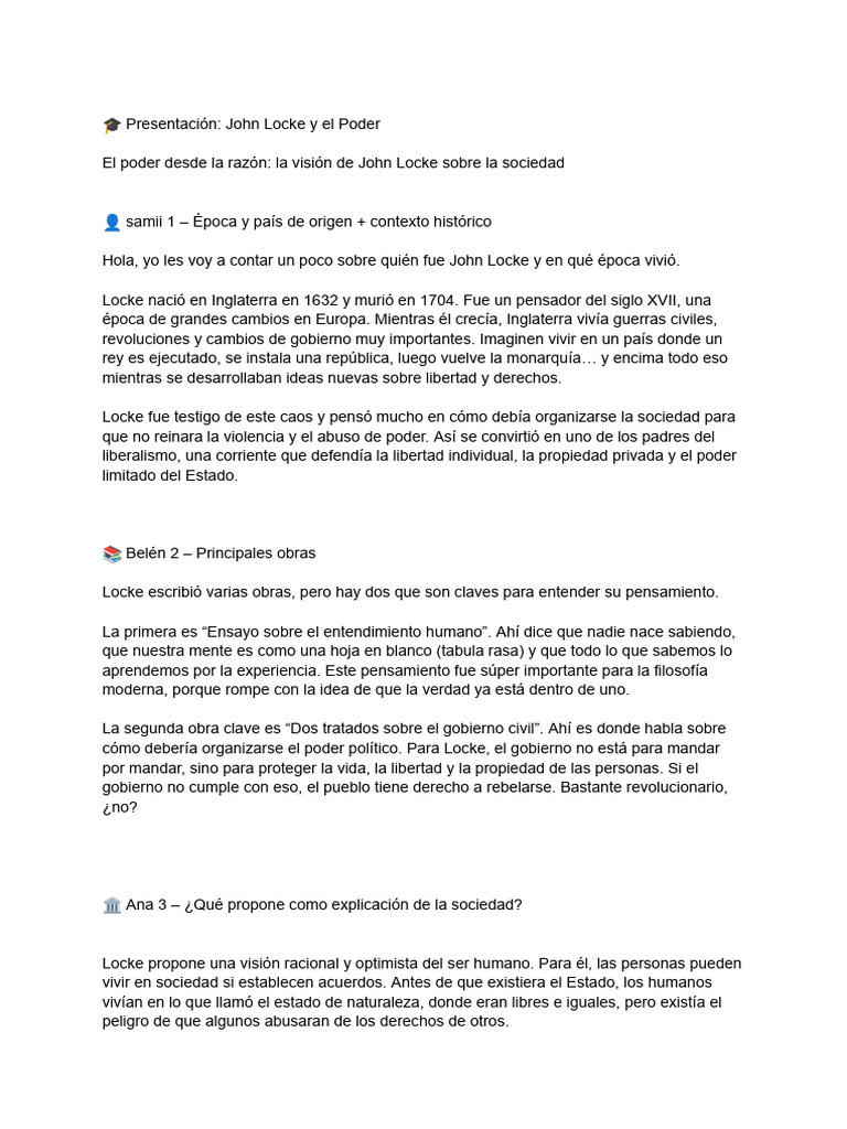 John Locke: Poder y Sociedad en el Liberalismo | PDF | John Locke ...