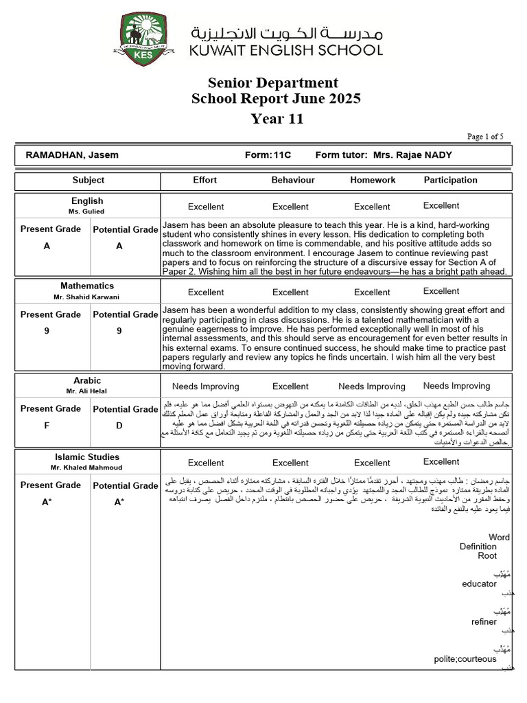 Year 11 June 2025 Report | PDF
