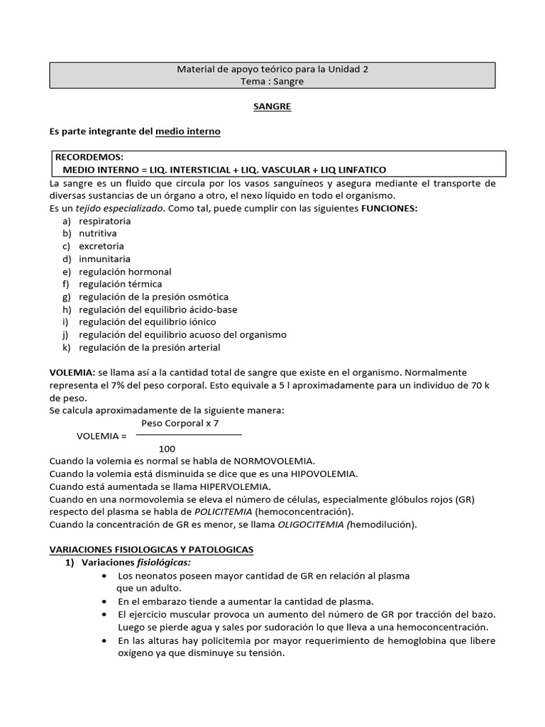 Material de Apoyo Teórico TP 3 - 3 Parte | PDF | Sangre | Tipo de sangre