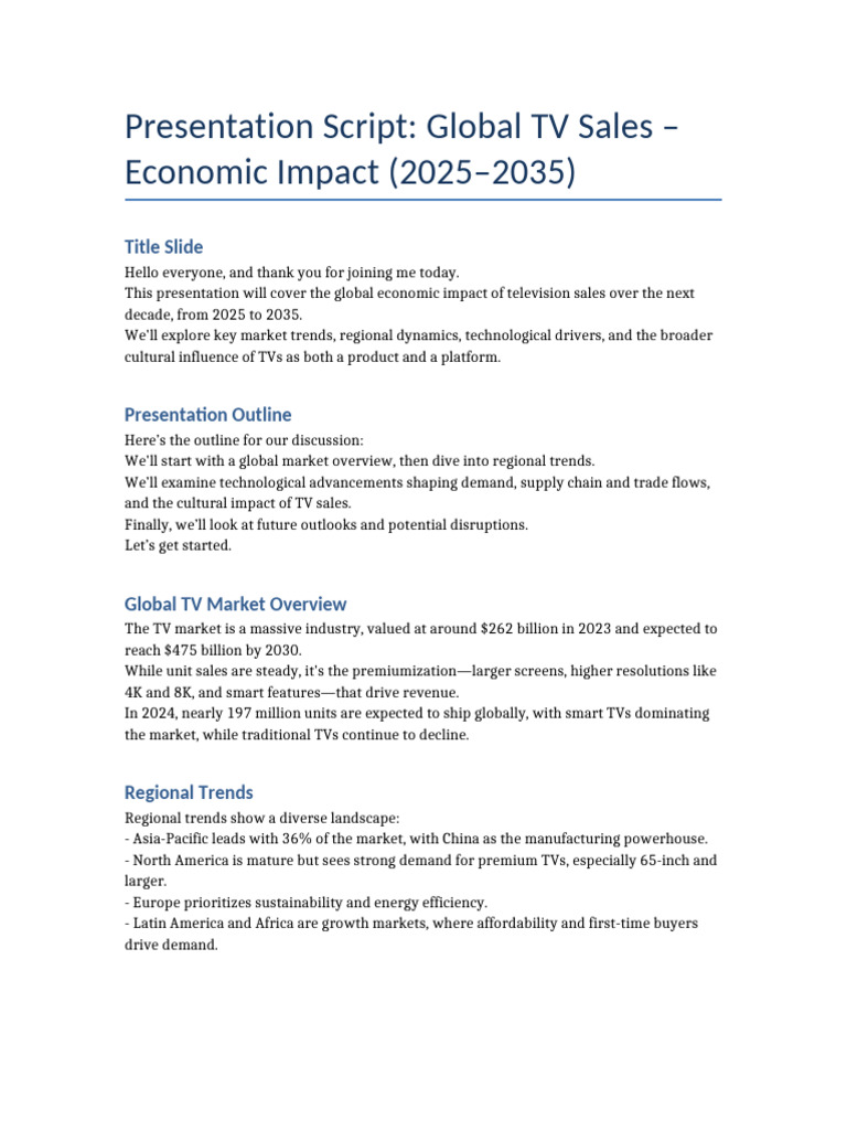 Global TV Sales Impact 2025-2035 | PDF | Market (Economics) | Television