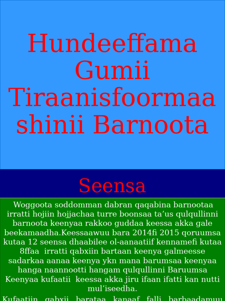 Hundeeffama Gumii Tiraanisfoormaa Shinii Barnoota | PDF