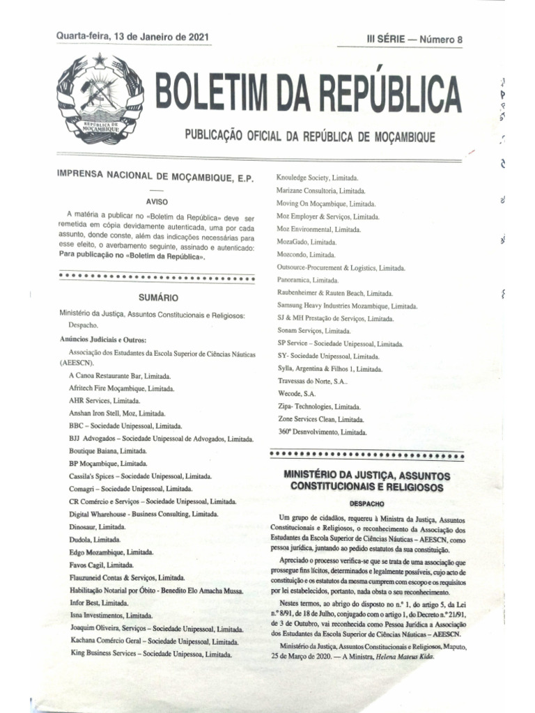 Boletim Da República - AEESCN 23-Jun-2021 07-20-38 | PDF