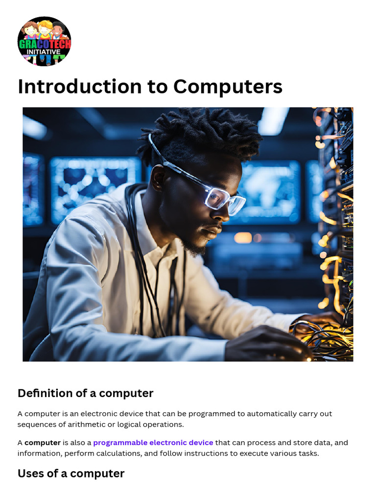 Introduction To Computers - 20250111 - 002646 - 0000 | PDF | Personal Computers | Computer Hardware