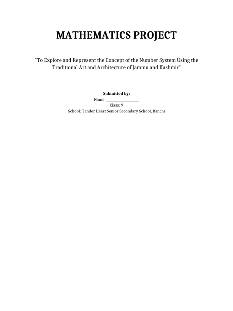 Mathematics Project Cover Page | PDF