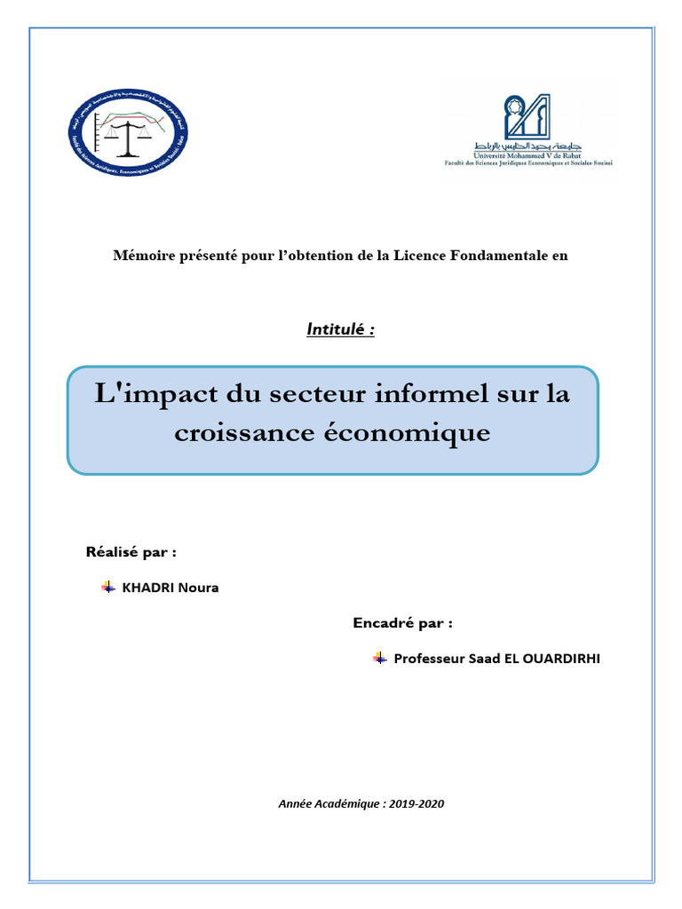 Impact du secteur informel sur l'économie | PDF | Croissance économique ...