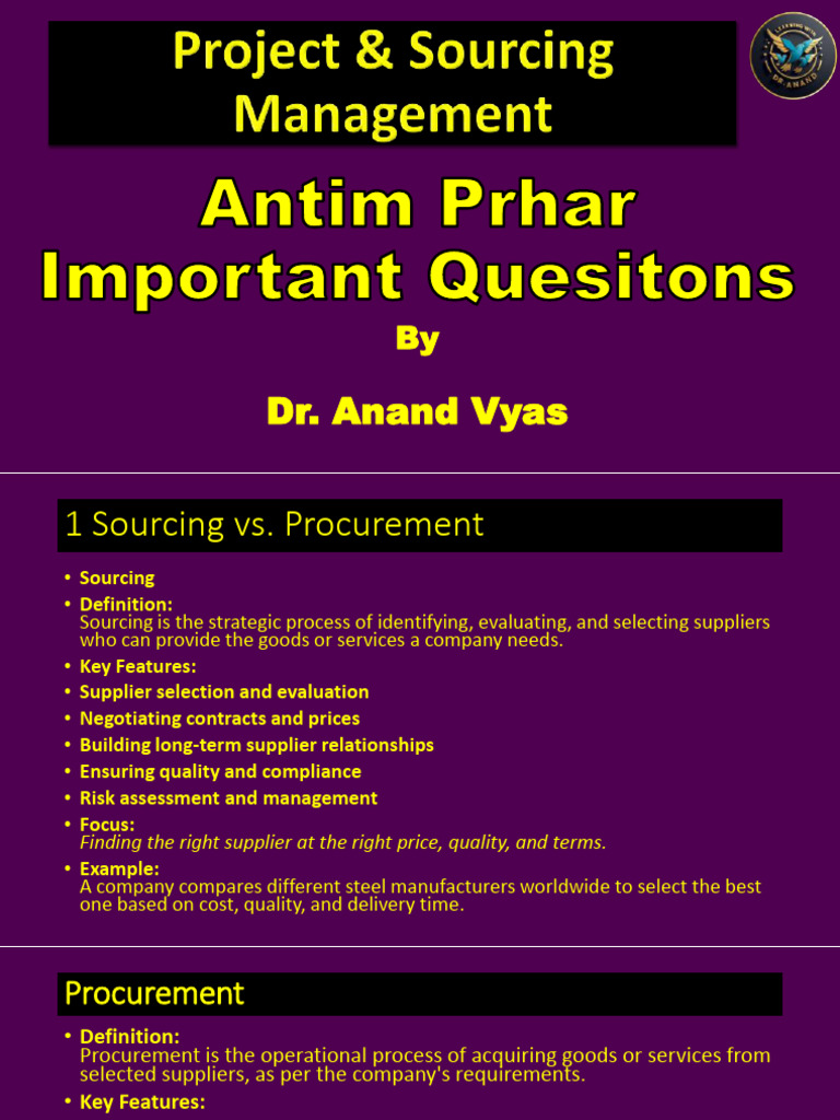 Project & Sourcing Management Antim Prahar 2025 | PDF | Pricing ...