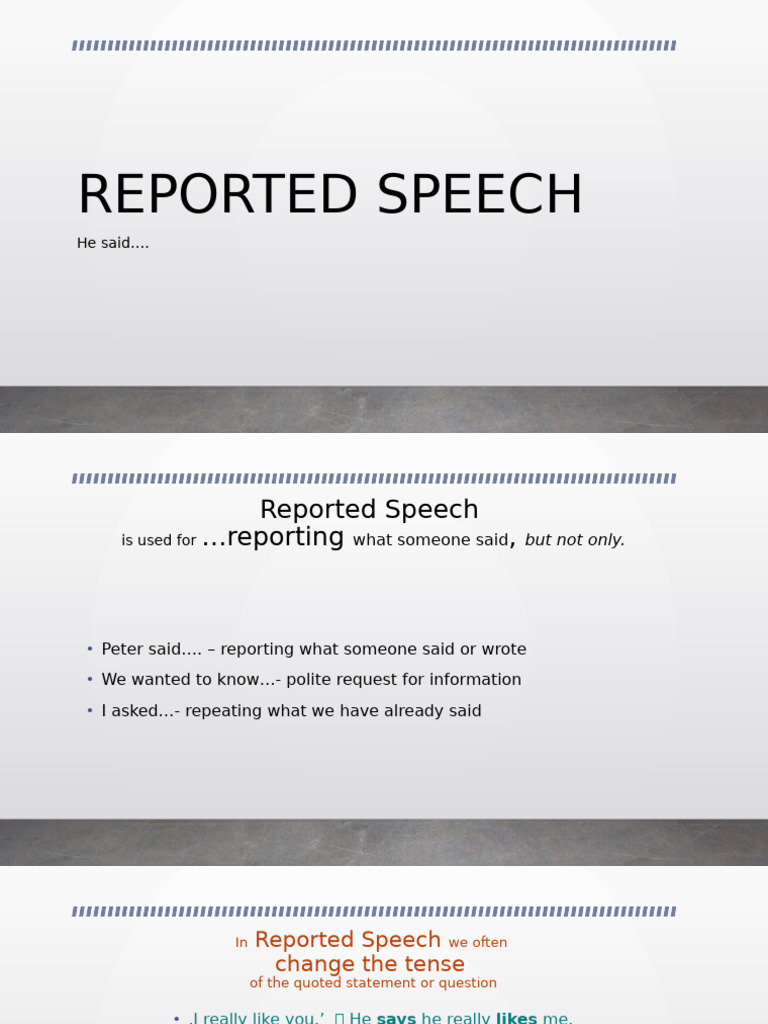 Reported Speech How To Grammar Guides 124414 | PDF | Semantic Units ...