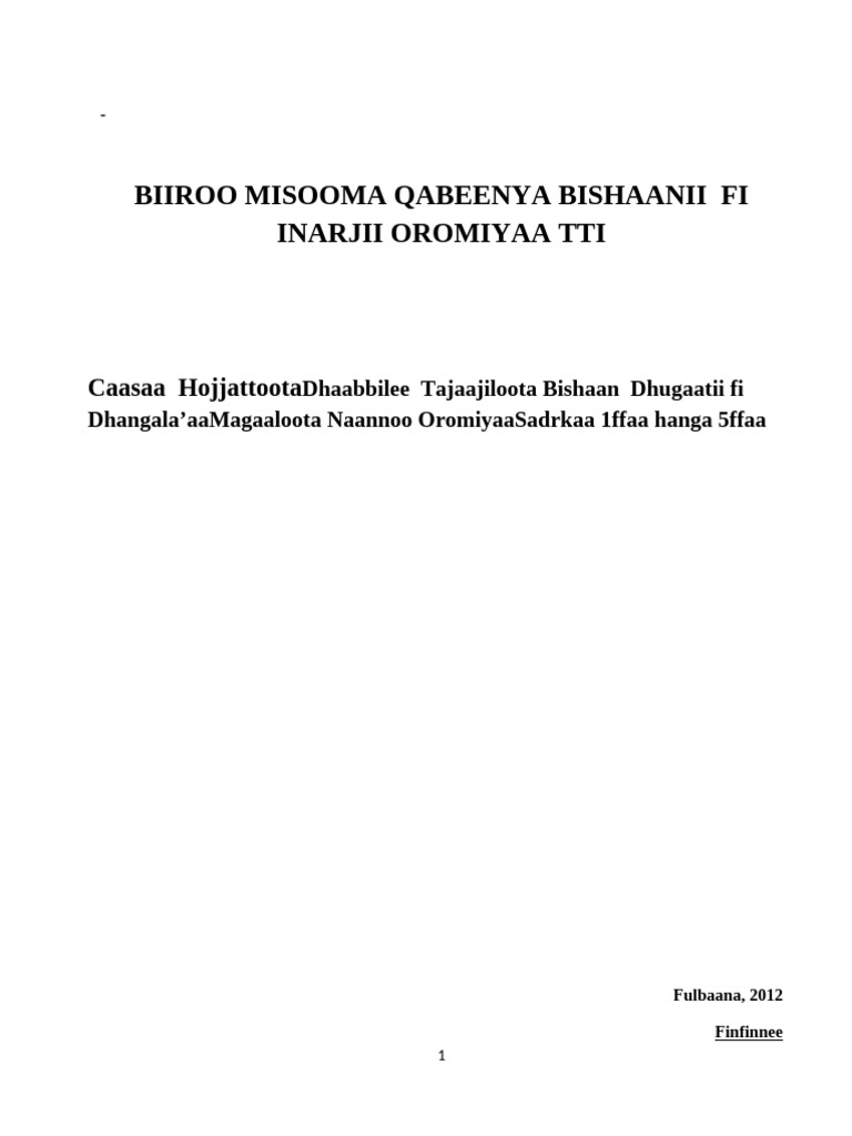 Caasaa Gahee Hojiin | PDF