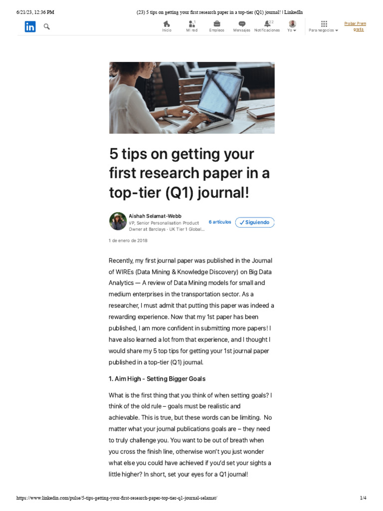 5 Tips On Getting Your First Research Paper in A Top-Tier (Q1) Journal! - LinkedIn | PDF