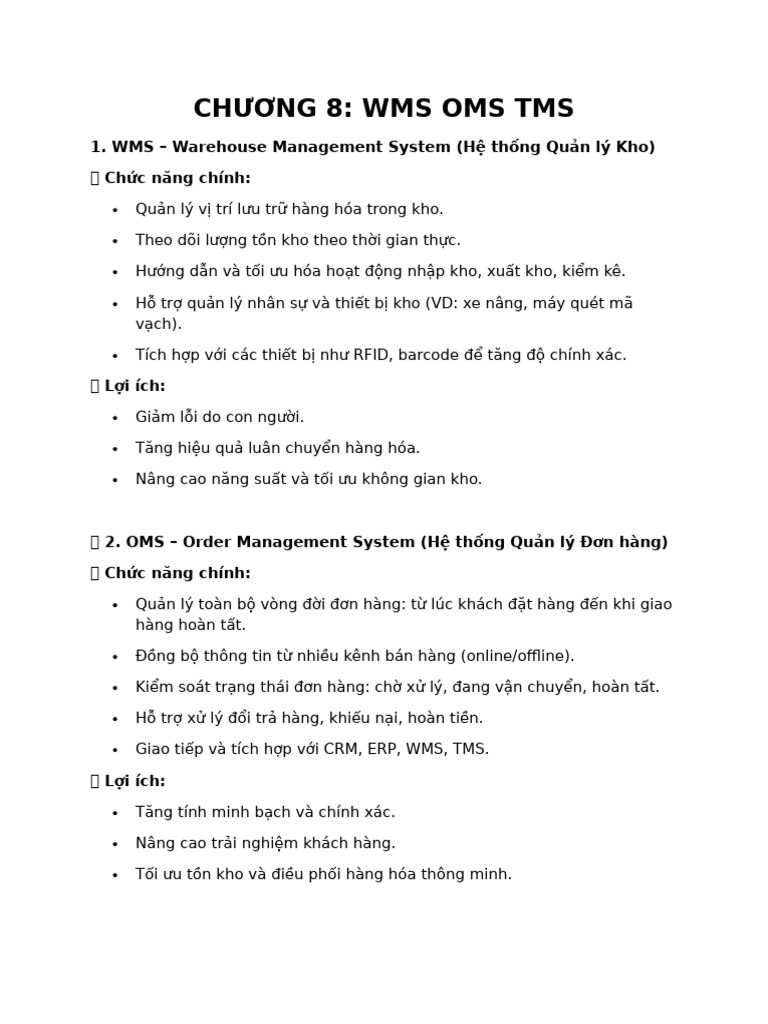 WMS Oms TMS | PDF
