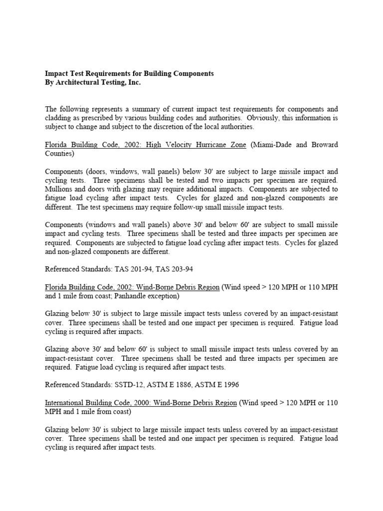 Impact Test Standards for Building Components | PDF | Fatigue (Material ...