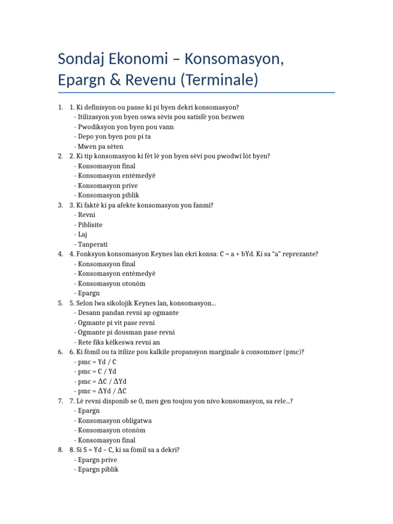 Sondaj Ekonomi Terminale | PDF