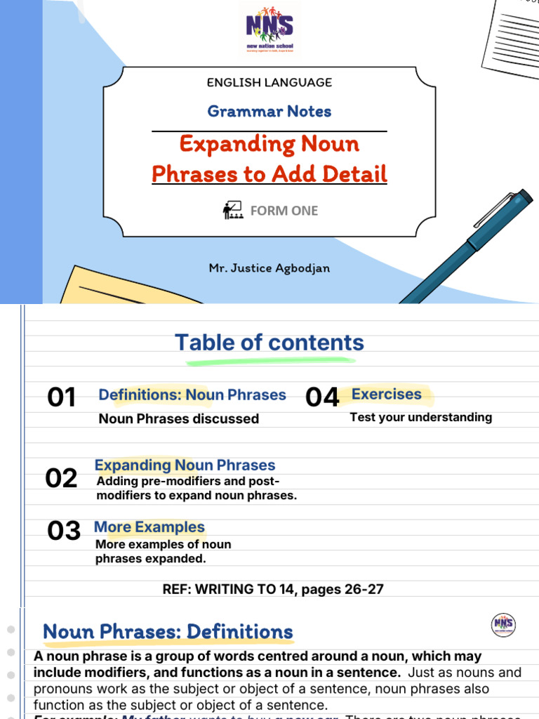 W2. Expanding Noun Phrases | PDF | Noun | Phrase