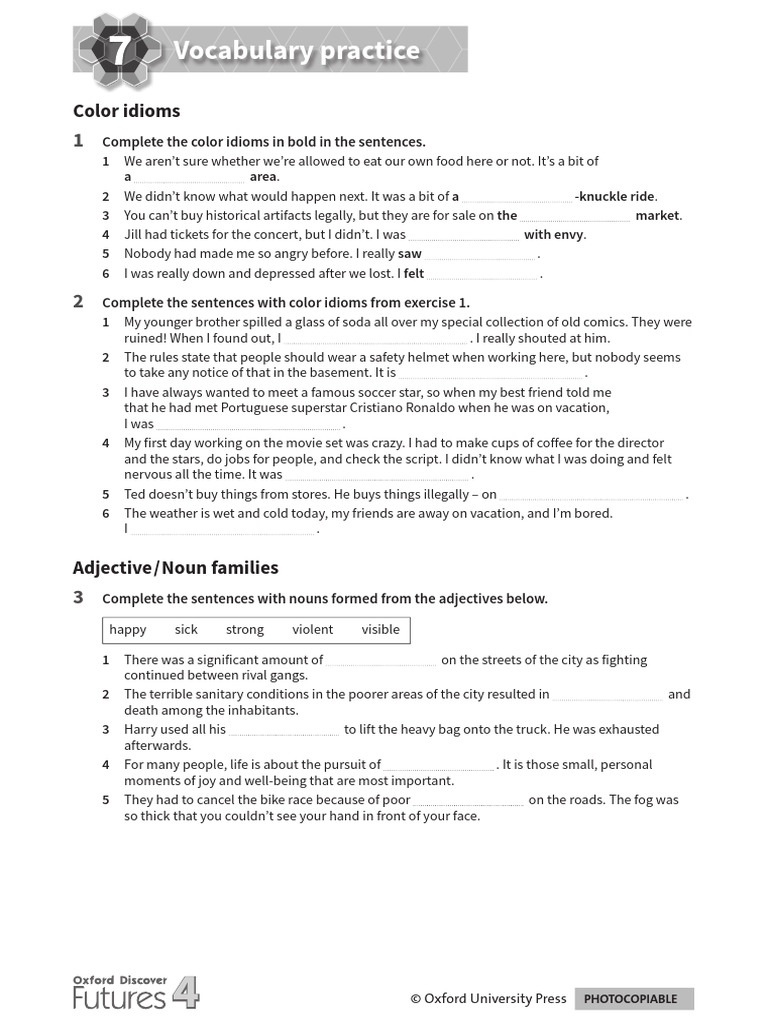 ODF4 Unit 7 Vocabulary Practice | PDF