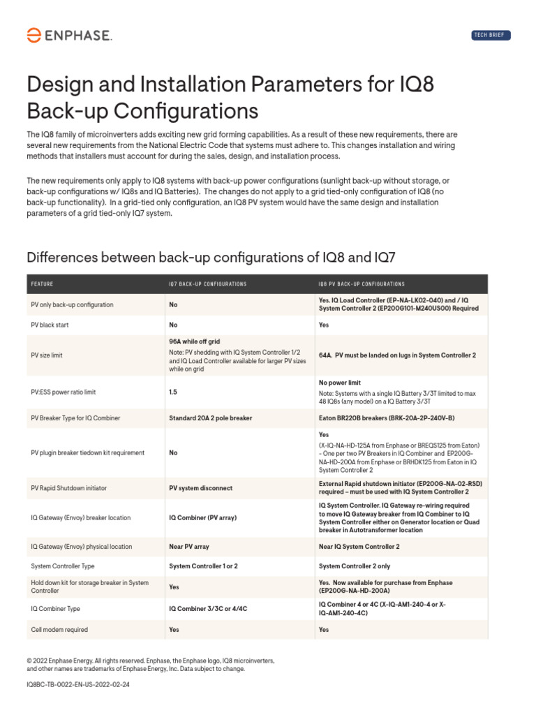 IQ8 Back-Up Configuration Parameters | PDF | Electrical Grid | Energy Conversion