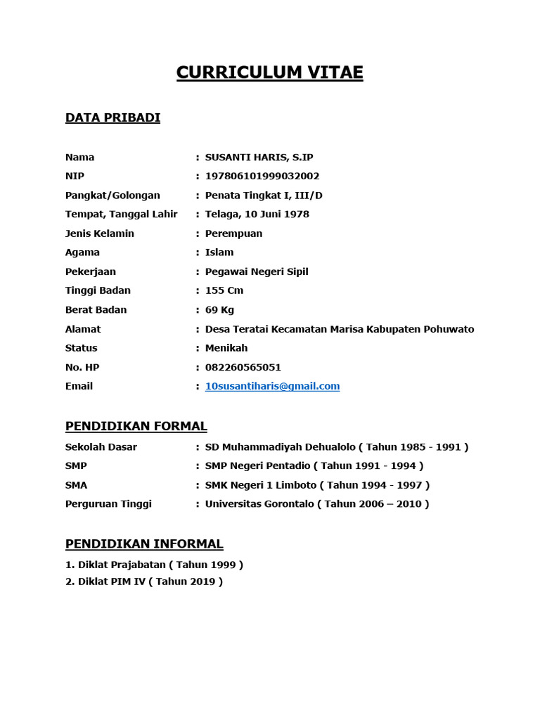 Curriculum Vitae Susanti Haris 1 | PDF