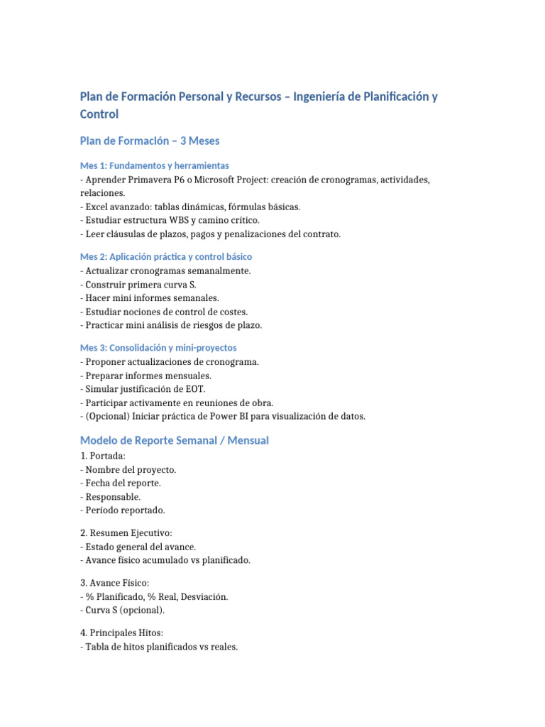 Plan Formacion Reporte Recursos Sara | PDF