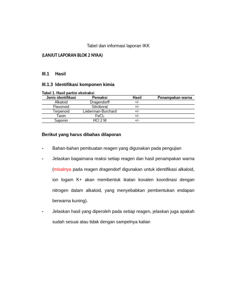 Tabel Dan Informasi Laporan IKK | PDF