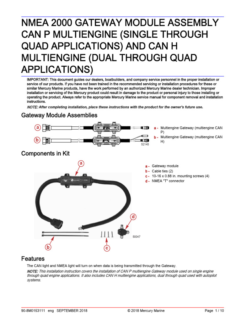 NMEA 2000 Gateway Module Installation Guide | PDF | Electrical ...