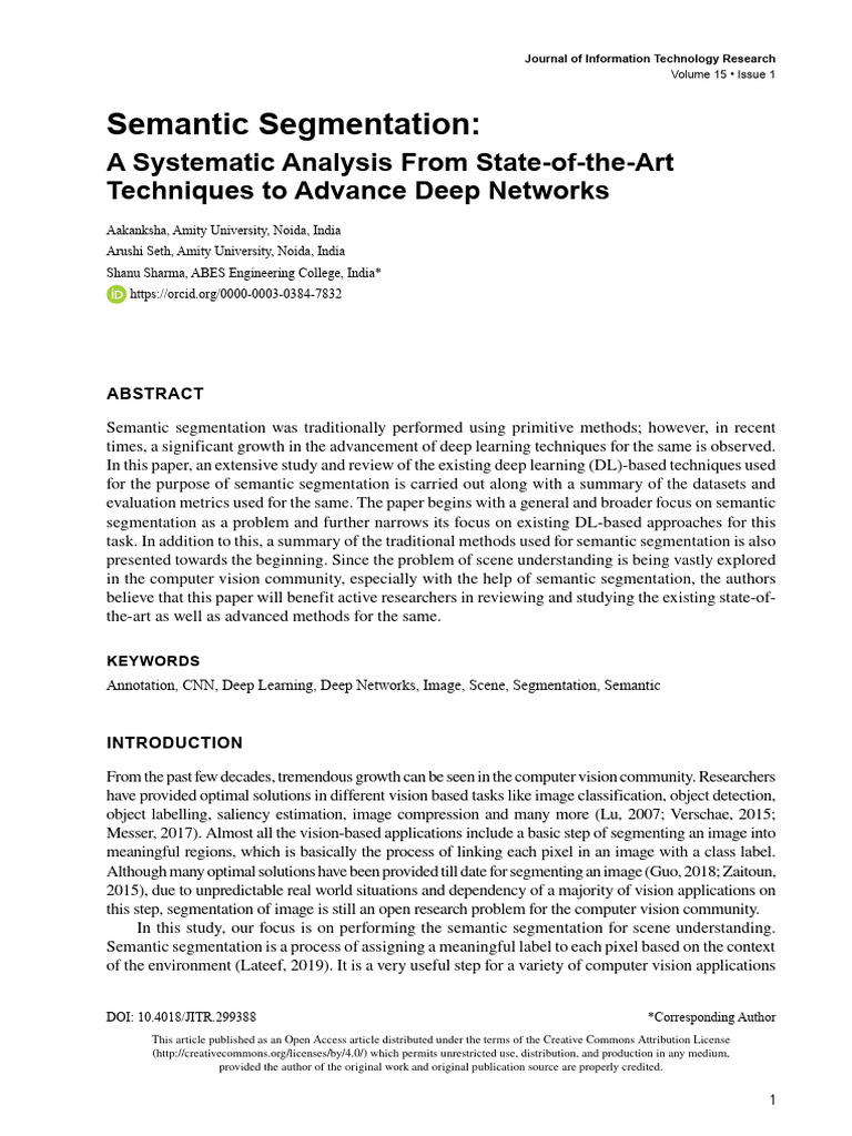 Semantic Segmentation A Systematic Analysis From S | PDF | Image Segmentation | Deep Learning