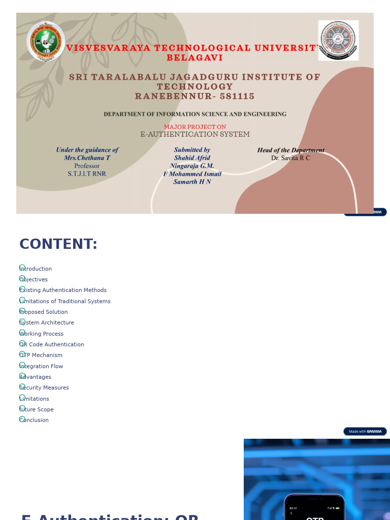 E Authentication QR Code and OTP System (1) | PDF | Authentication | Qr Code