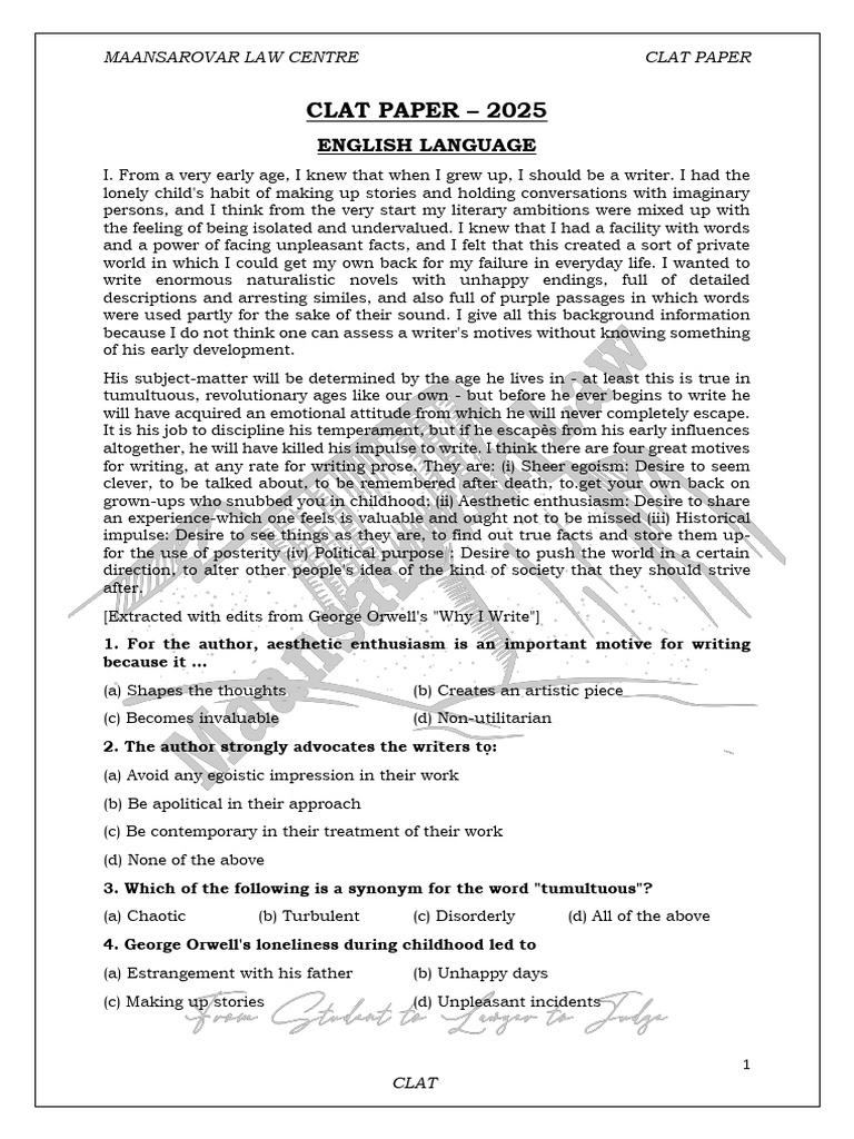 Clat Ug 2025 Question Paper With Answer Key | PDF | Crimes | Crime ...