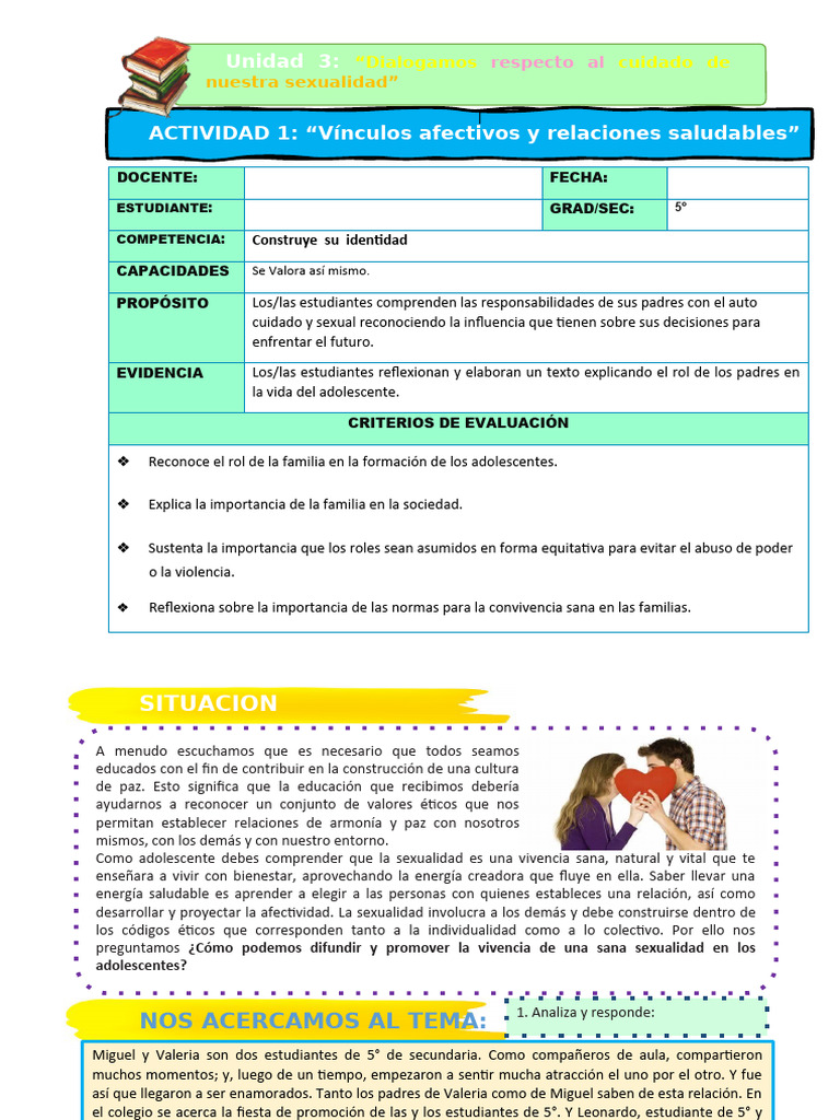 5° DPCC - Actv.01-Unid.3 2023 Iib | PDF | Autonomía | La sexualidad humana