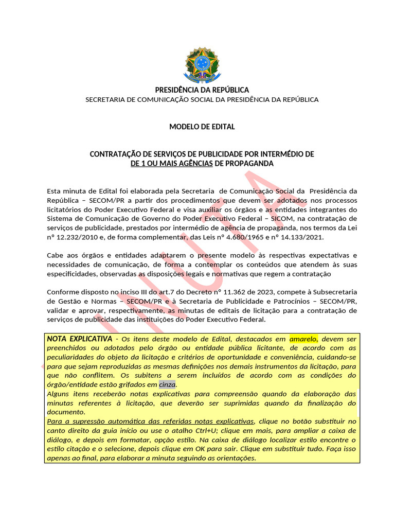 Edital para Contratação de Publicidade | PDF | Publicidade | Comunicação