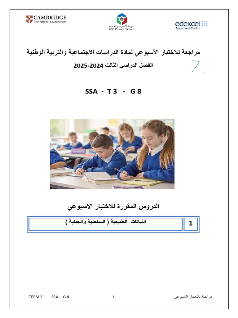 Revision Sheet G8 SSA T3 Weekly 1 | PDF
