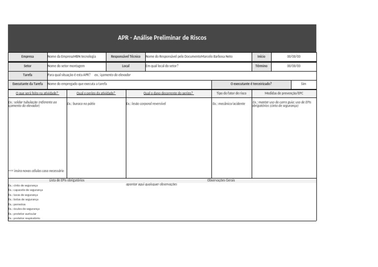 Apr - Modelo de Analize Preliminar de Risco | PDF